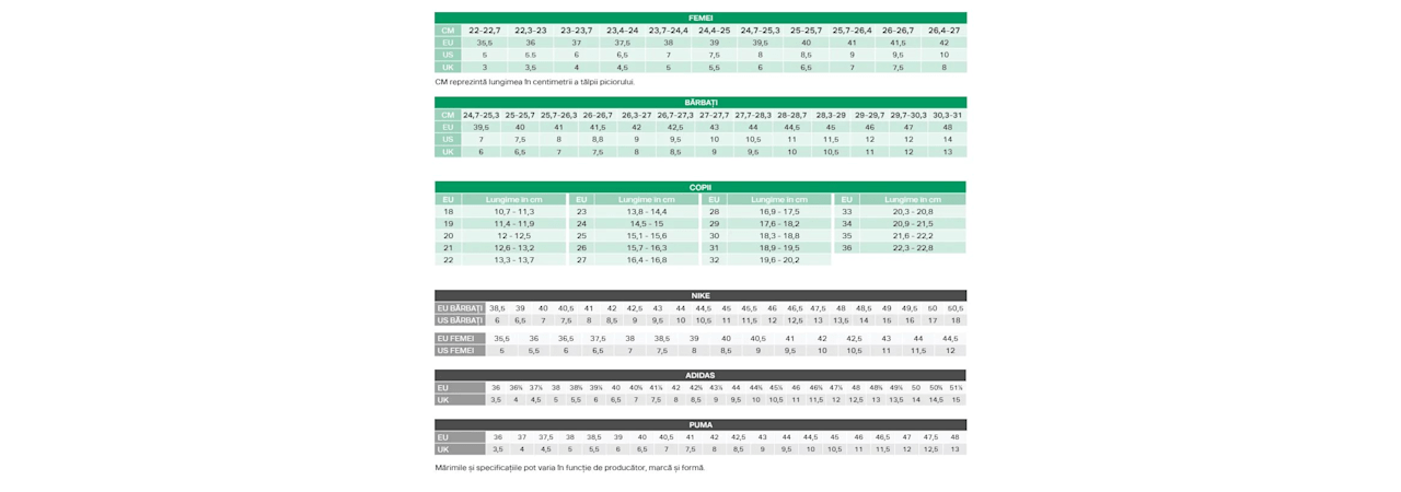 Tabelul de dimensiuni | DEICHMANN