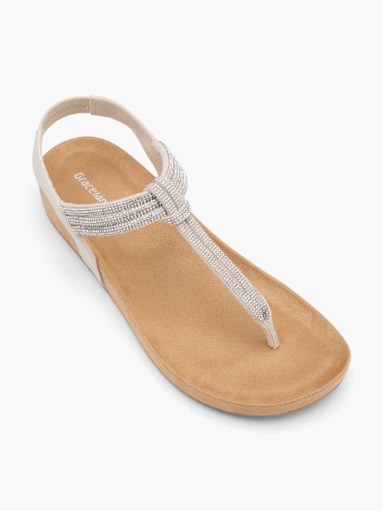 Graceland Sandale cu separator între degete Ecru | DEICHMANN